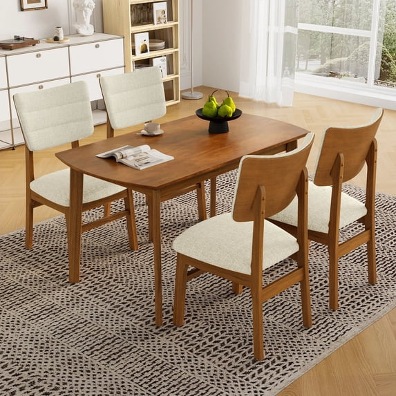 Euroco 5-Piece Wood Dining Table Set for 4,Farmhouse Kitchen Table & 4 ...