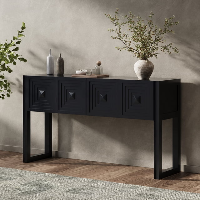 Euroco 54.9" Console Table with 3 Soft-Close Drawers, Fluted Entryway ...