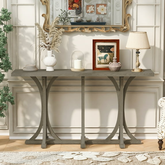 Euroco 59.8" Long Console Table, Farmhouse Entryway Table with Slender ...