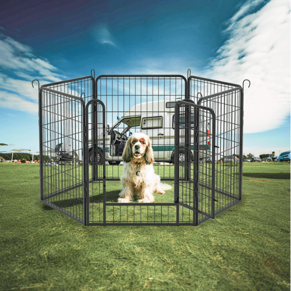 Euroco 6 Panels Heavy Duty Metal Playpen with door,31.7"H Dog Fence Pet ...