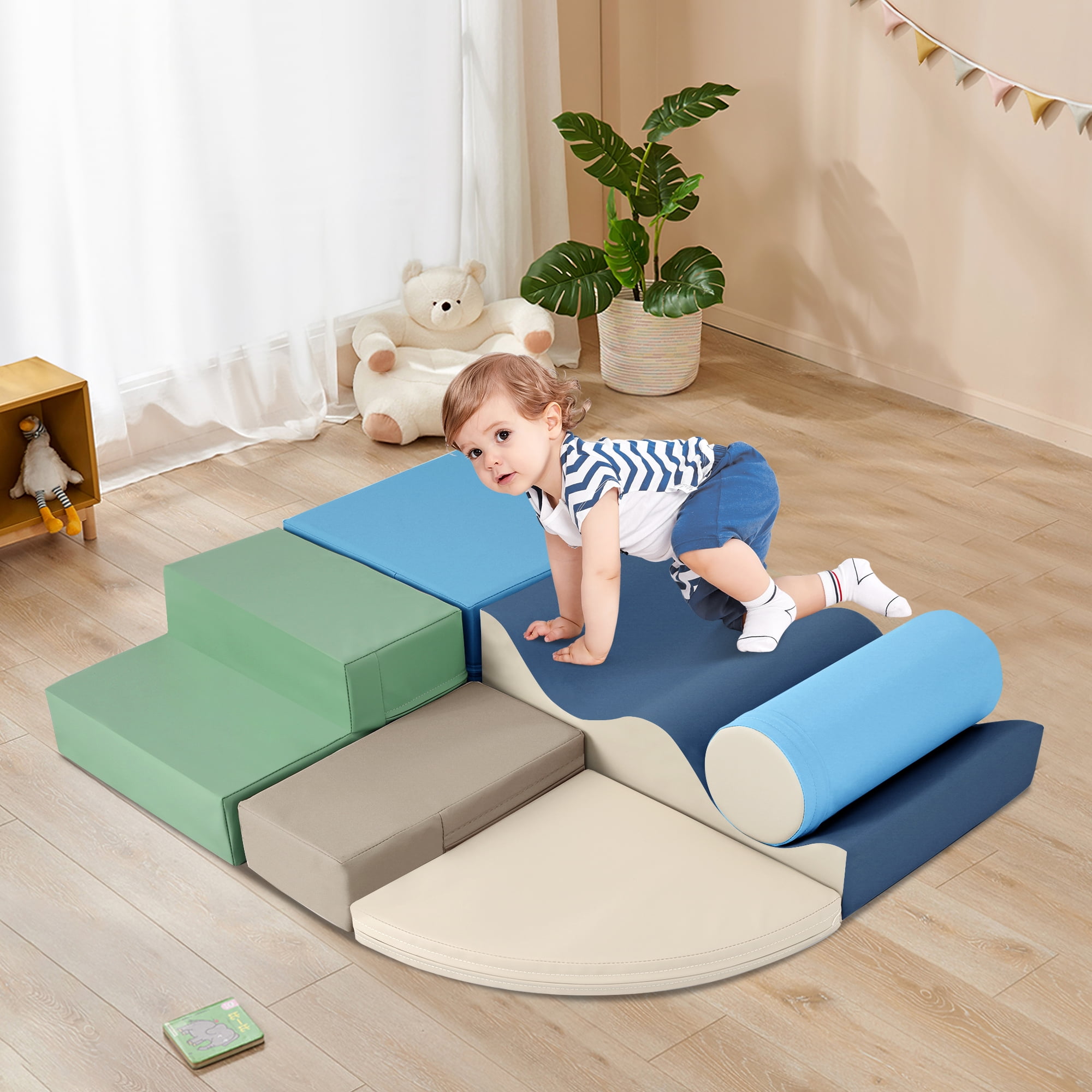 Euroco 6-Piece Climbing Toys for Toddlers, Soft Play Equipment Climb ...