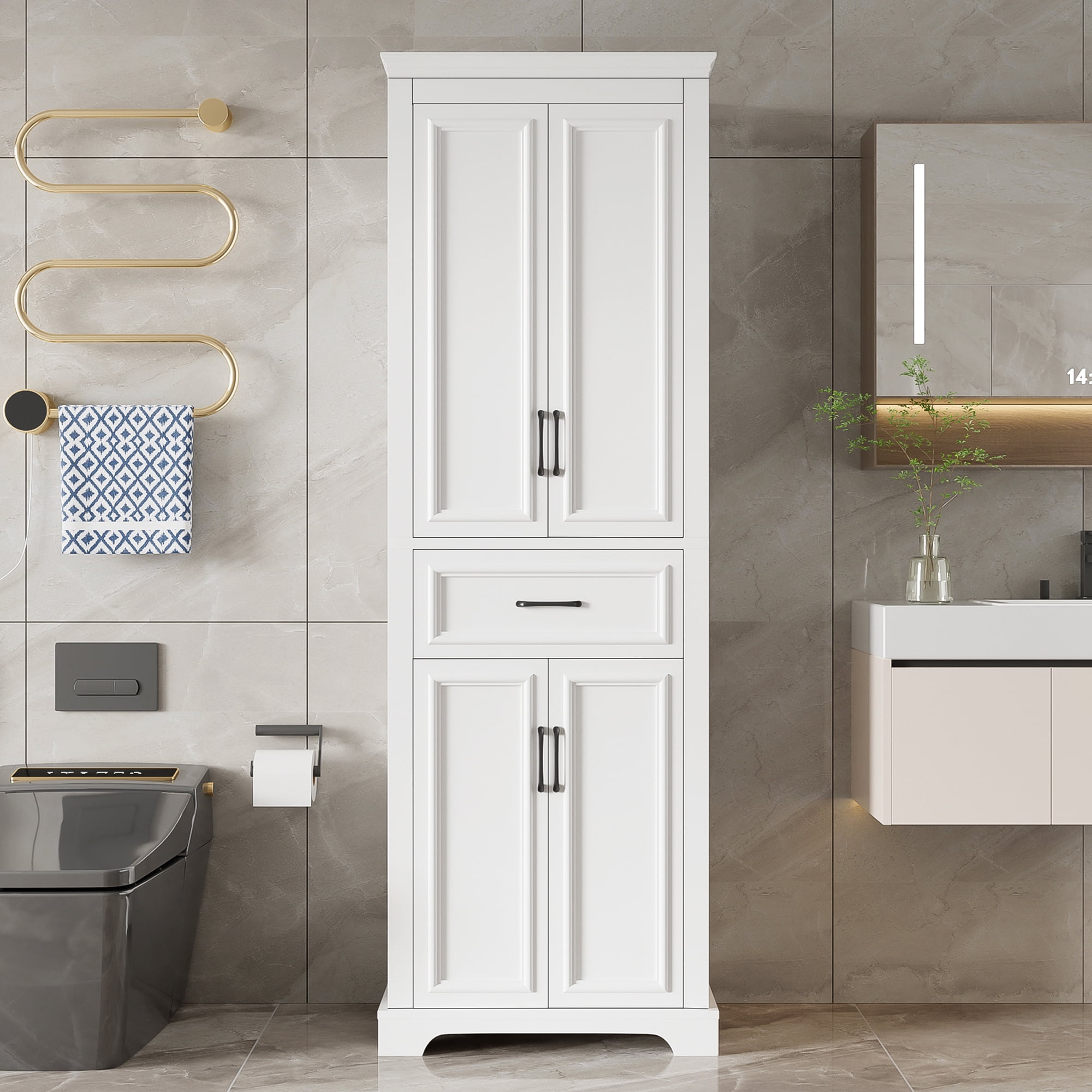 Euroco 70.8" Freestanding Bathroom Vanity, Modern Elegant Design, 4 ...