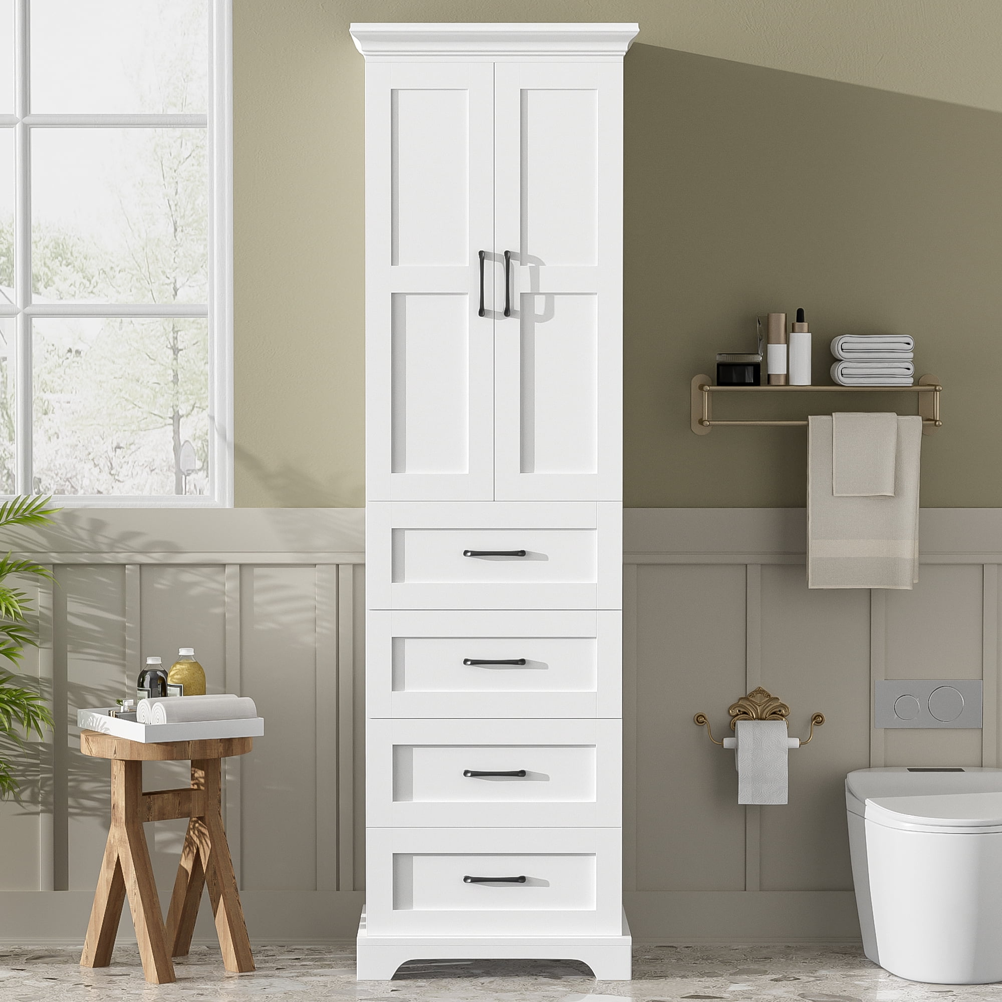 Euroco 71.6" Free-Standing Bathroom Vanity with 2 Damping-Hinge Doors ...