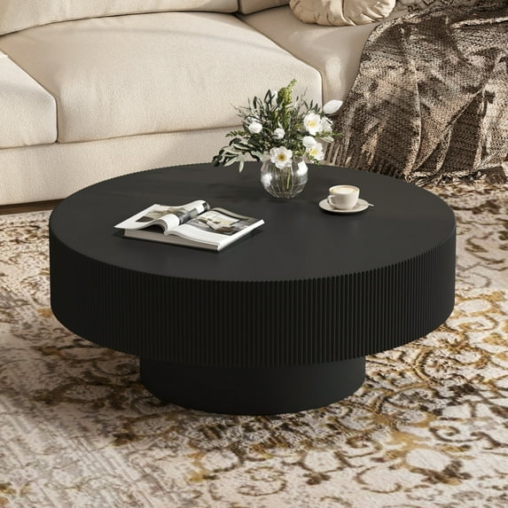 Euroco Elegant Easy Assembly Round Coffee Table with 6.8" Thick ...