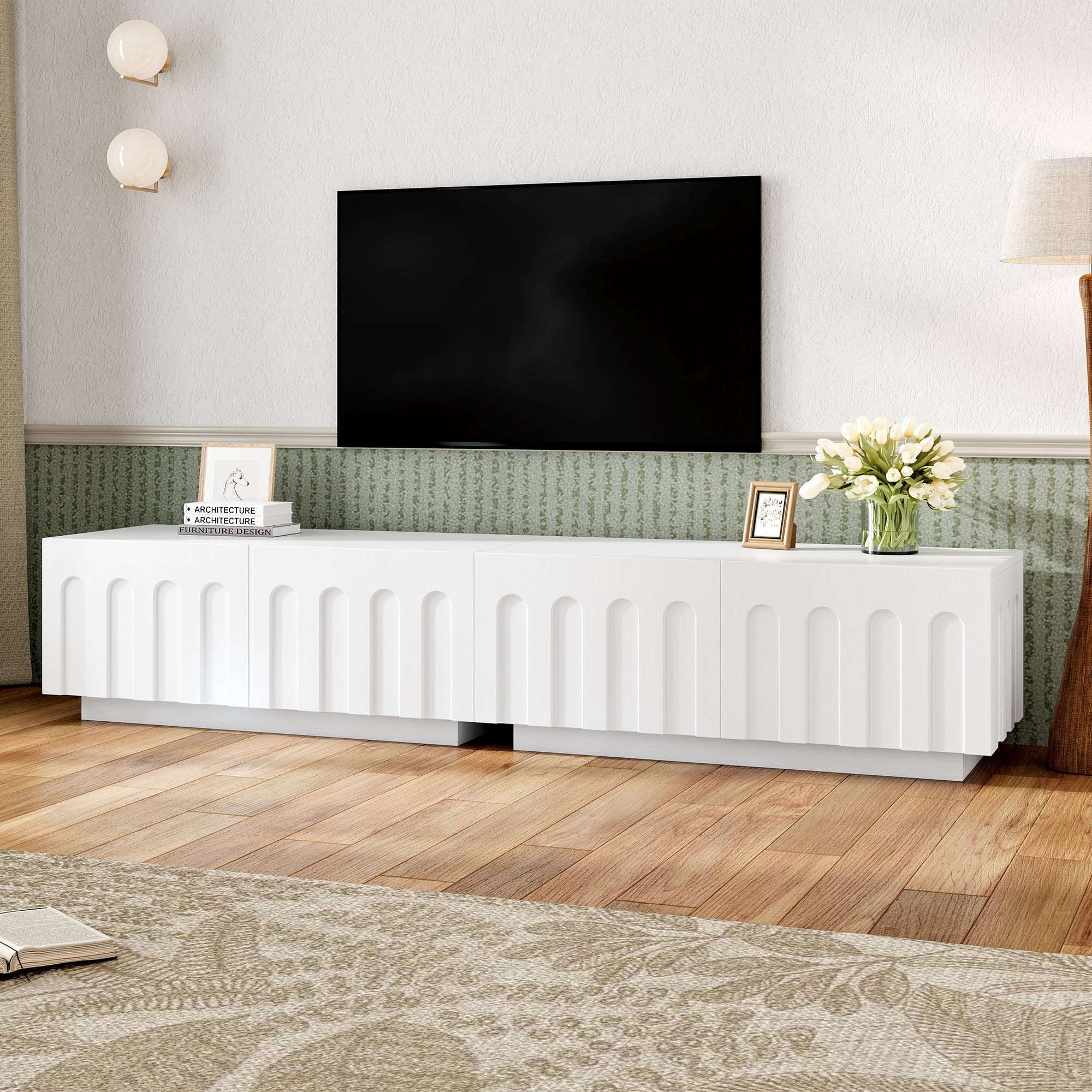 Euroco Elegant TV Stand with Arched Design for TVs Up to 80", Multi ...