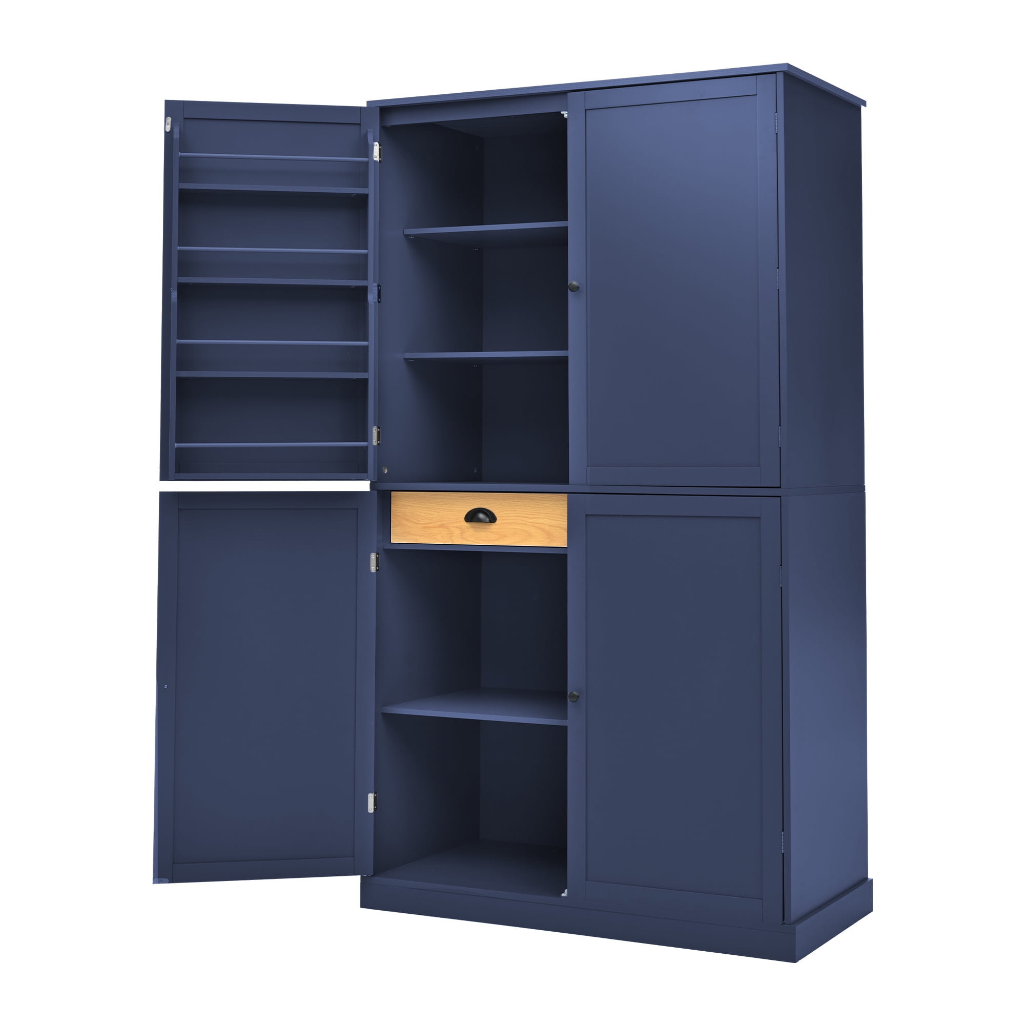 Euroco Expanded Kitchen Pantry with 2 Built-In Drawers, 8 Door Storage ...