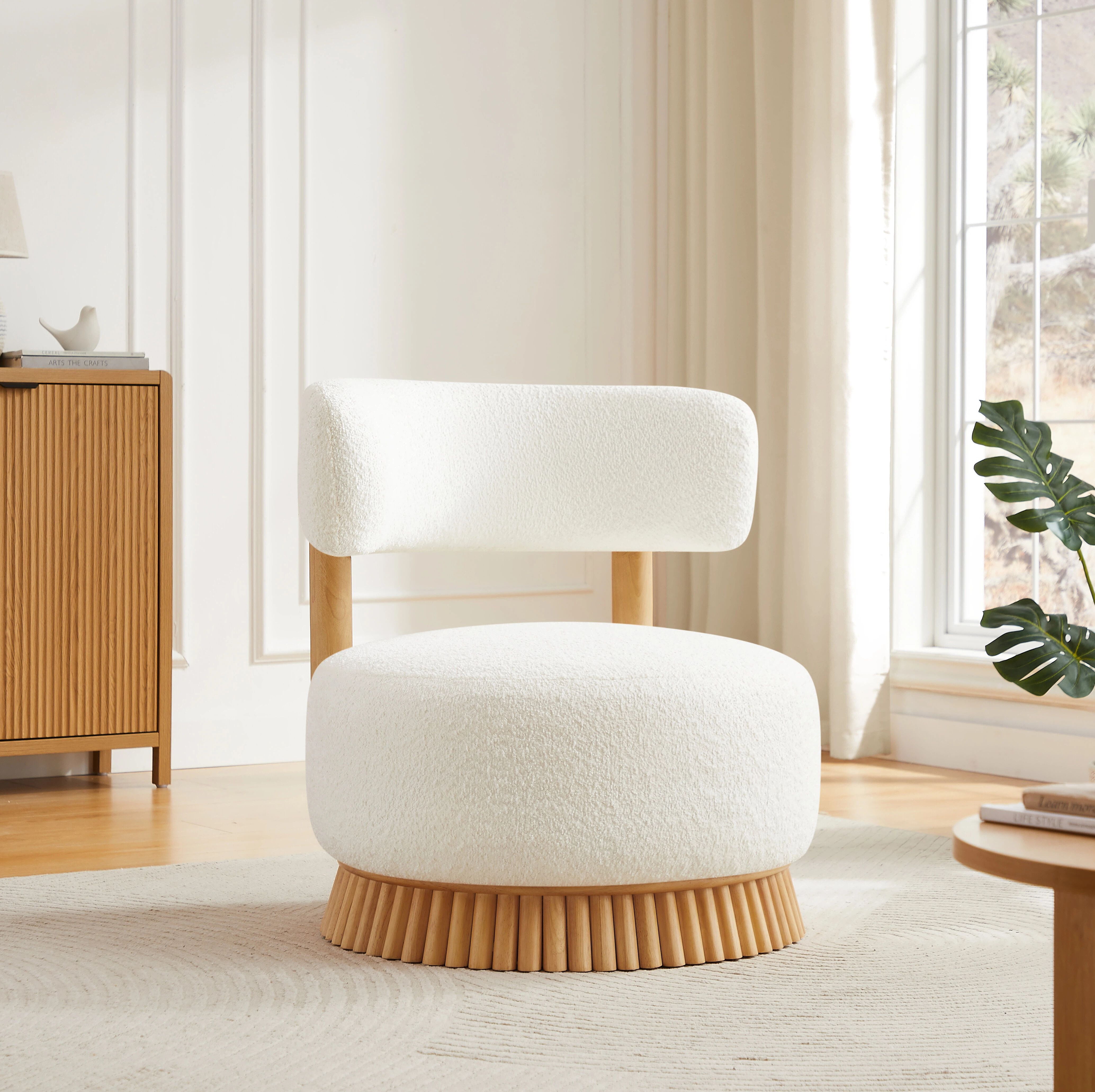 Euroco Farmhouse Armless Chair, Cozy Upholstered Armless Lounge Chair ...