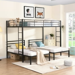 EUROCO Modern Triple Wood Bunk Bed Full over Twin with Stairs Storage House Shaped Design Espresso Walmart