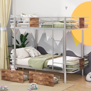 X Rocker Gaming Bunk Bed, Twin Metal with Underneath Desk, Shelves ...