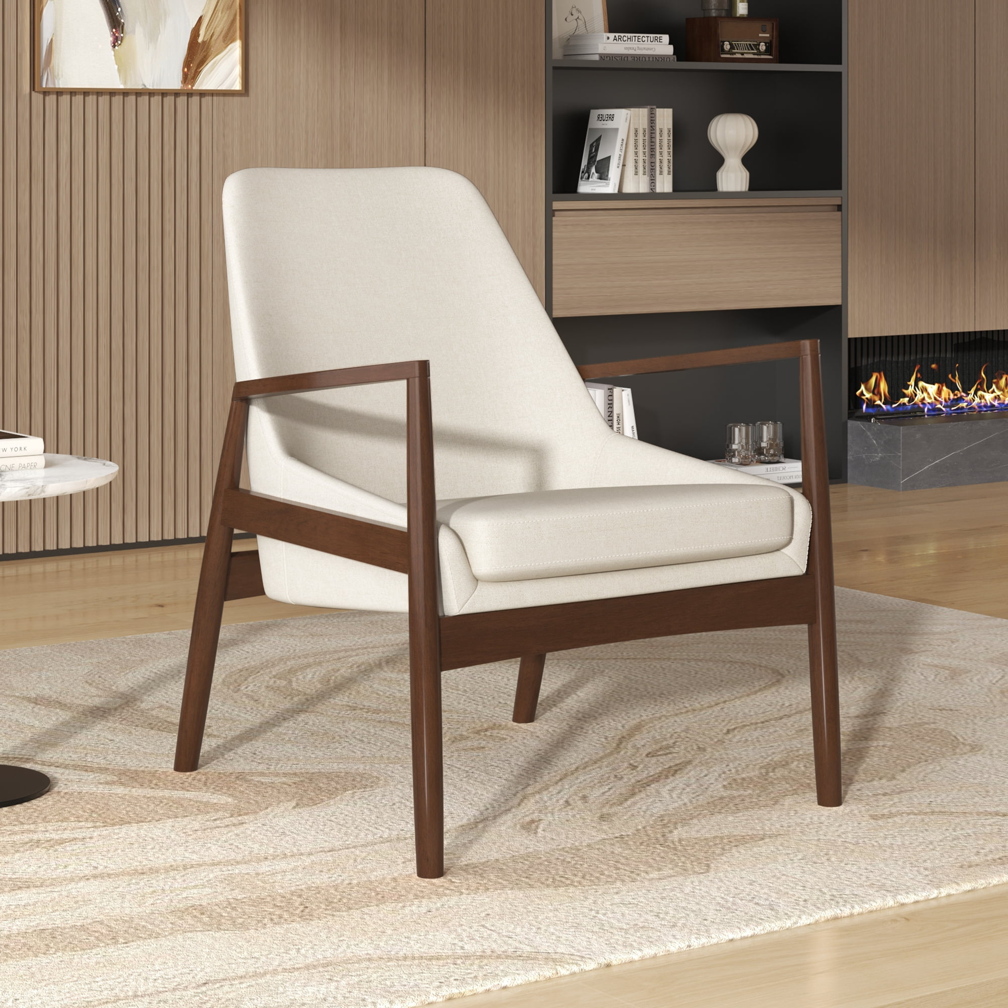 Euroco Modern Armchair with PU Leather Upholstery, Solid Wood Frame ...