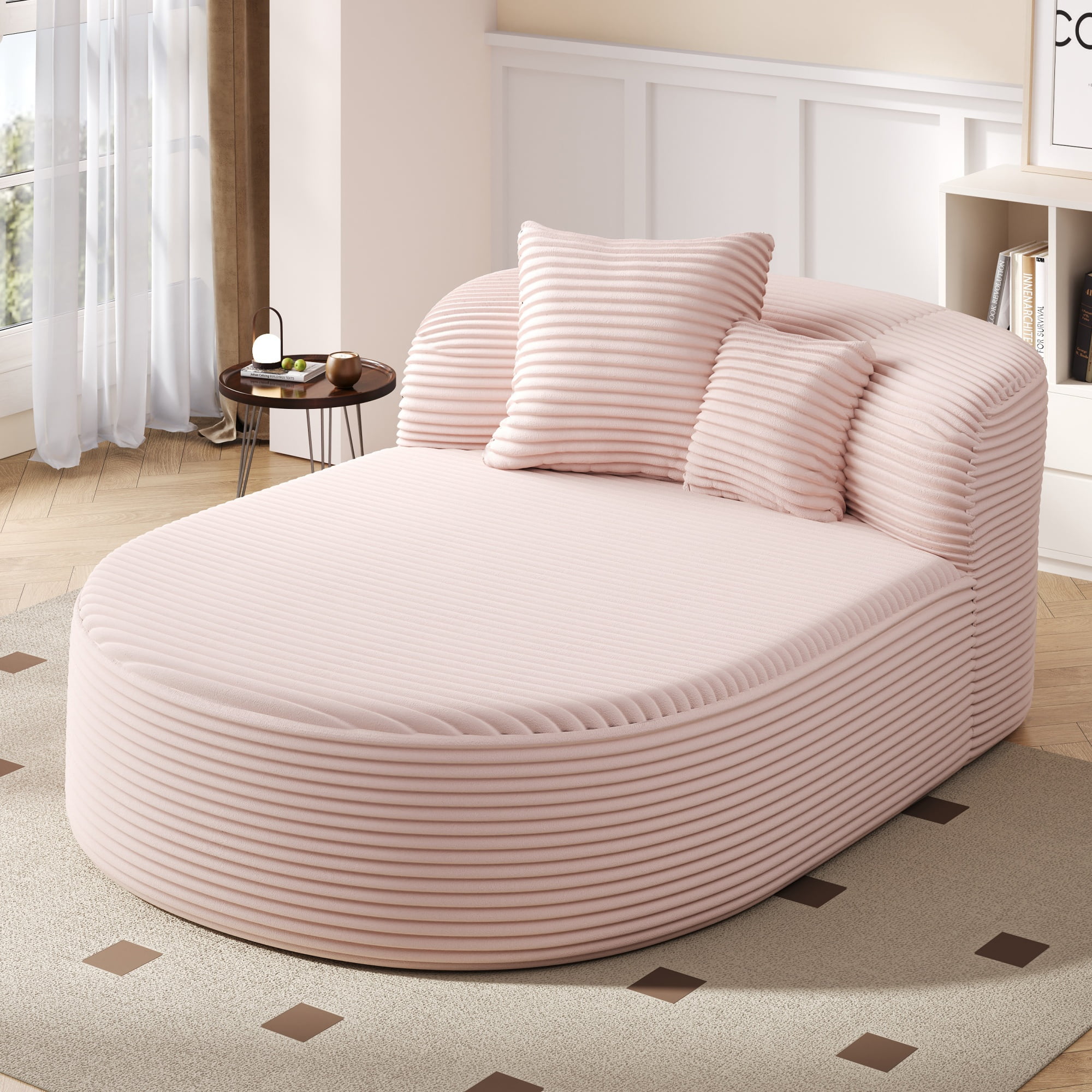 Euroco Modern Chaise Lounge Sofa Boneless Couch 51.6" Sofa Bed ...