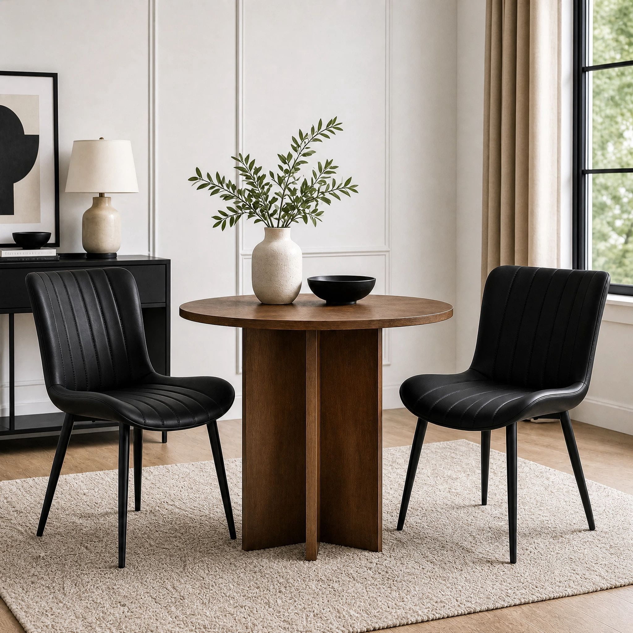Euroco Modern Dining Chairs Set of 2, Accent Chairs with Curved Back ...