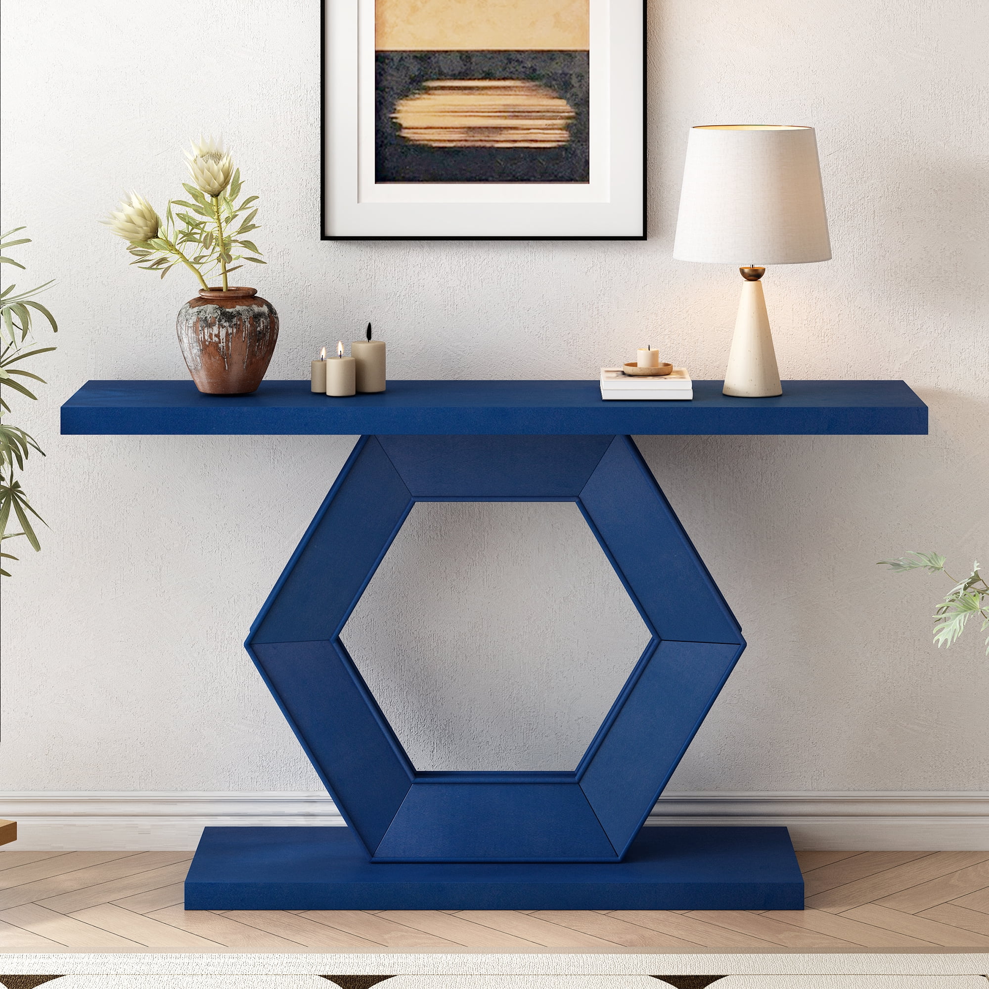 Euroco Modern Entryway Table, 55" Wooden Console Table with Hollow ...