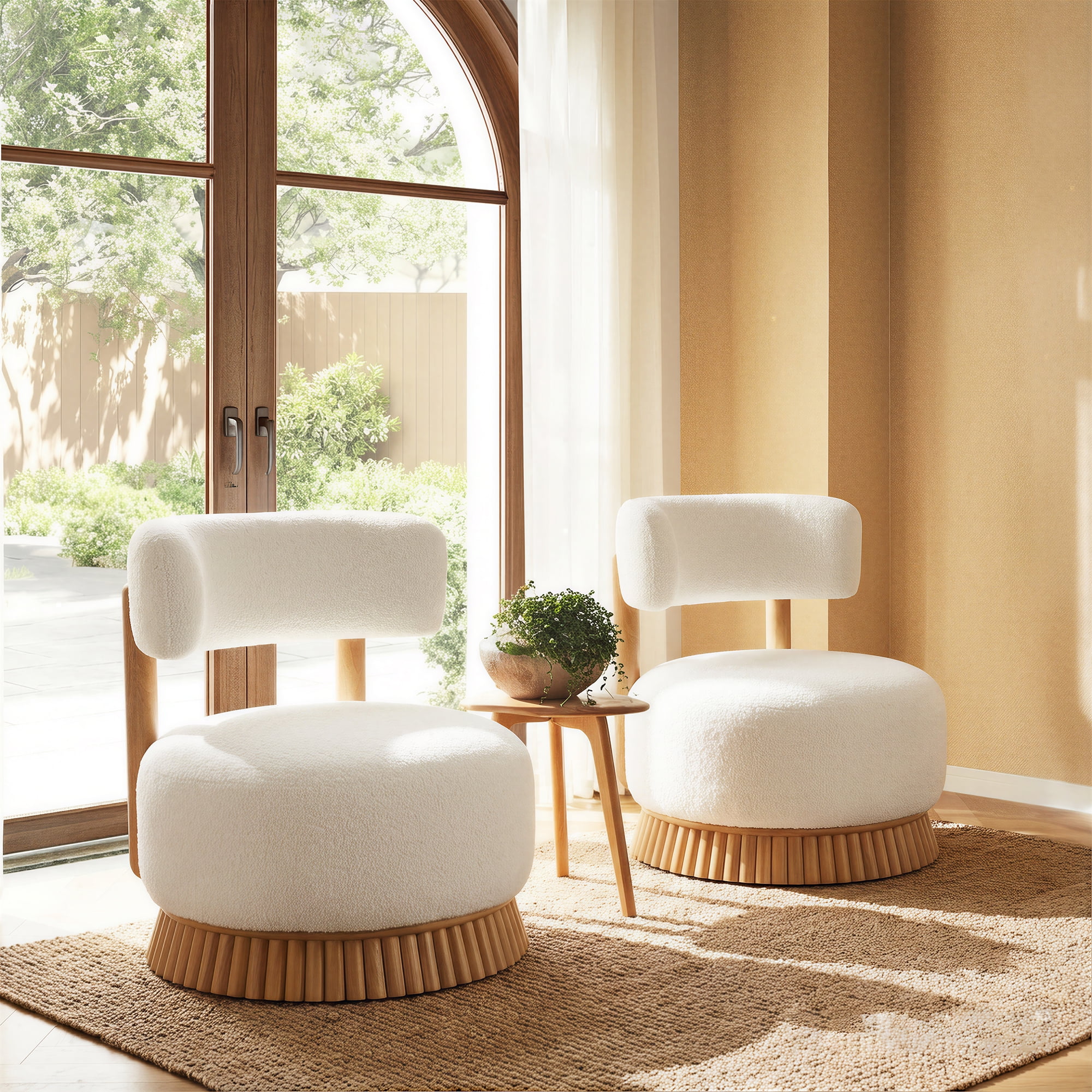 Euroco Modern Farmhouse Armless Chair Set of 2, Wooden Base Featuring ...