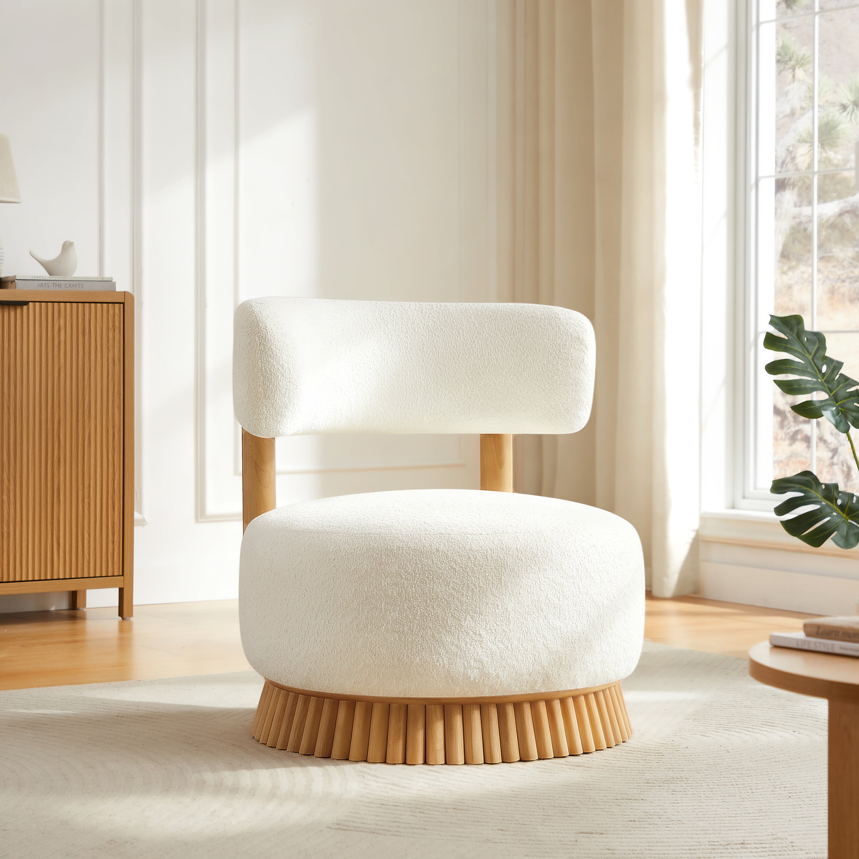 Euroco Modern Farmhouse Armless Chair, Wooden Base Featuring Thatched ...