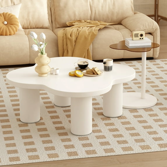Euroco Modern Petal-Shaped Nesting Coffee Table Set with Glass & Solid ...