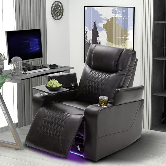 Euroco Modern Power Recliner Chair with USB Port, Swivel Tray Table ...