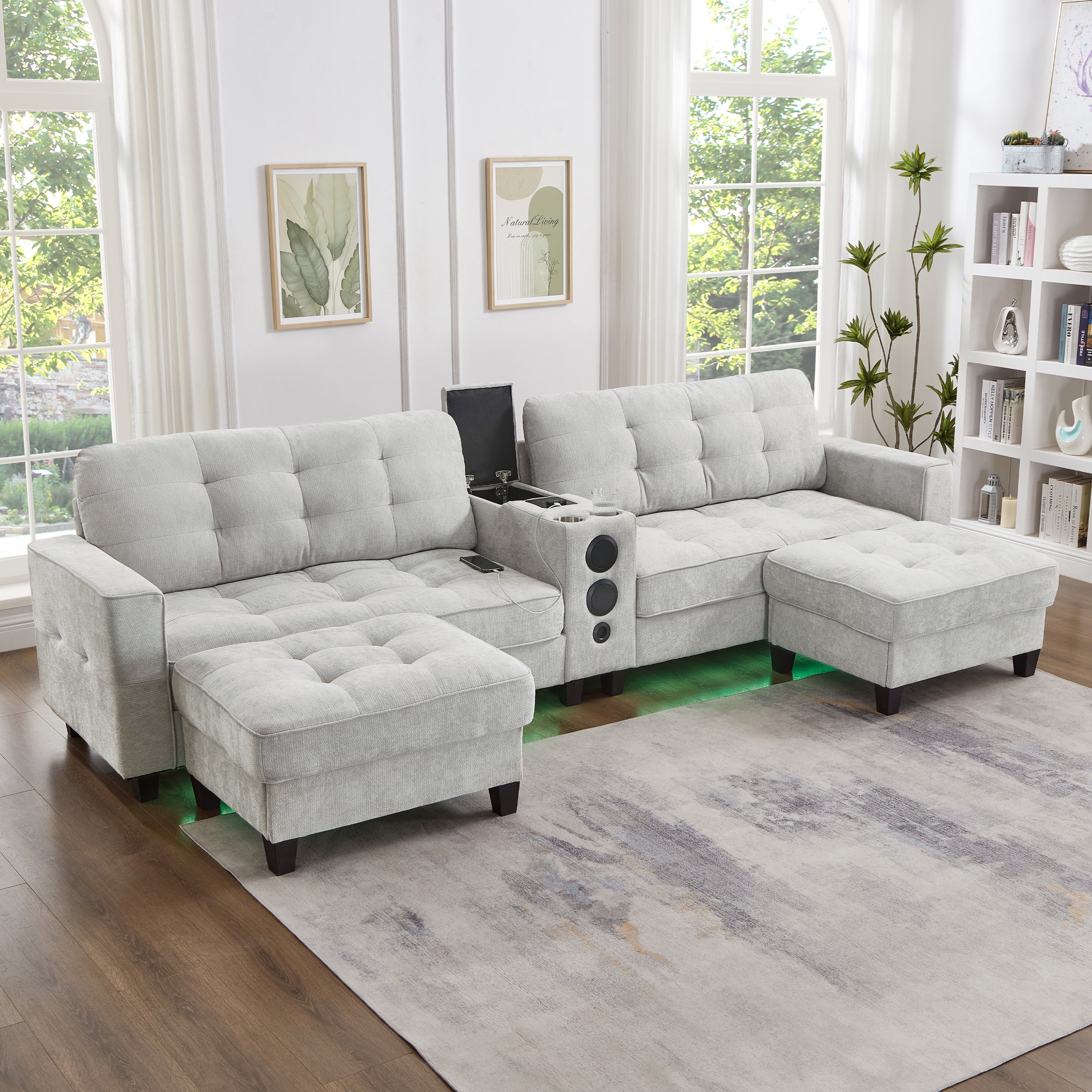 Euroco Modern Sectional Sofa 126" U-shaped Sectional Sofa Modular ...