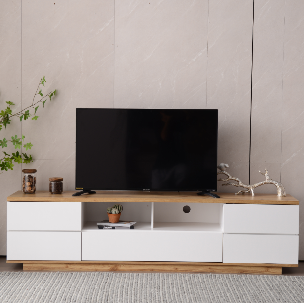Euroco Modern TV Stand for TVs Up to 80” – Media Console with Concealed ...