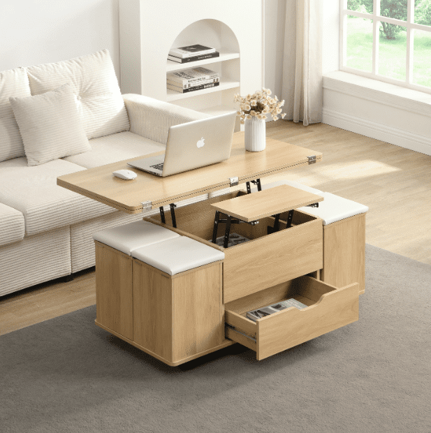 Euroco Multi-Functional Lift-Top Coffee Table with Hidden Storage and ...