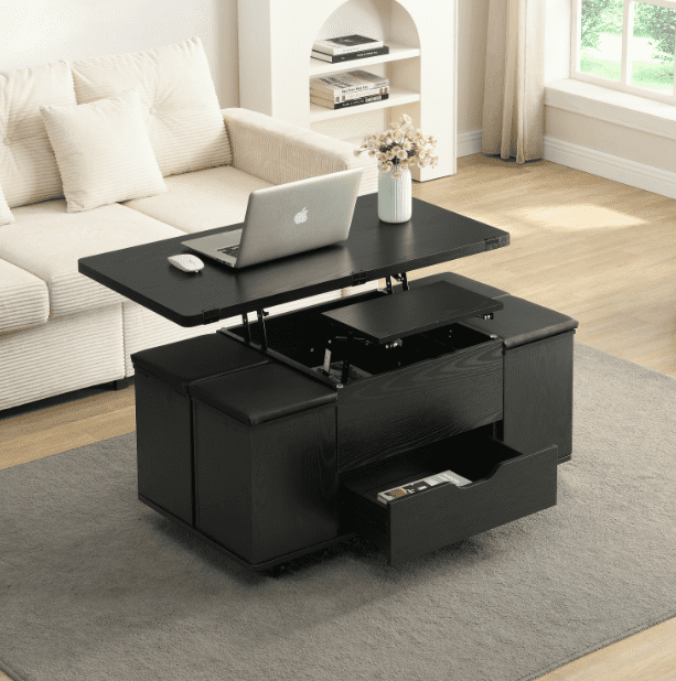 Euroco Multi-Functional Lift-Top Coffee Table with Hidden Storage and ...