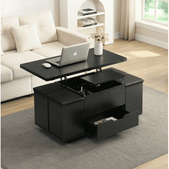 Euroco Multi-Functional Lift-Top Coffee Table with Hidden Storage and ...