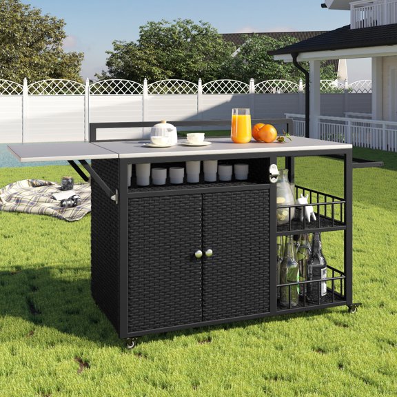 38" Aluminum Outdoor Furniture Patio Service Cart - Walmart.com