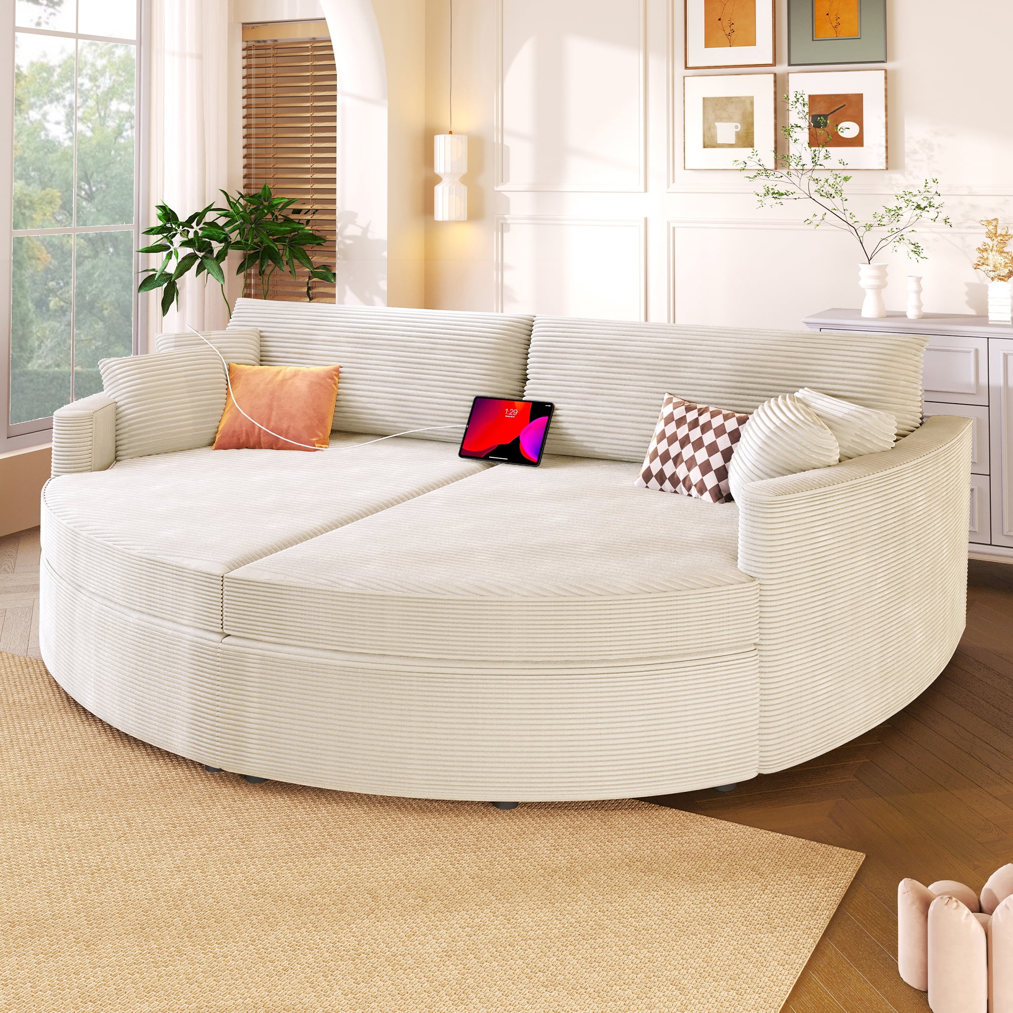 Euroco Oversized Double Chaise Lounge Sofa 102.3" Sofa Bed Upholstered ...