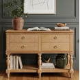 Euroco Retro Console Table with 4 Drawers, Solid Wood Entryway Table ...