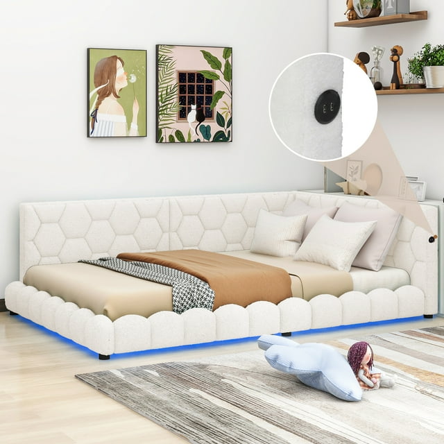 Free Shipping! Euroco Upholstered Full Size Platform Bed, Low Profile ...