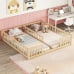 Euroco Wood Double Twin Size Bed, 2 Floor Beds in One with Guardrails ...