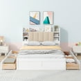 Euroco Wood Queen Platform Bed Upholstered With Storage Headboard And