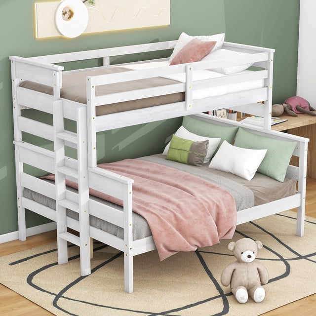 Free Shipping! Euroco Wood Twin over Full Size Bunk Bed, 2-in-1 Bed for ...