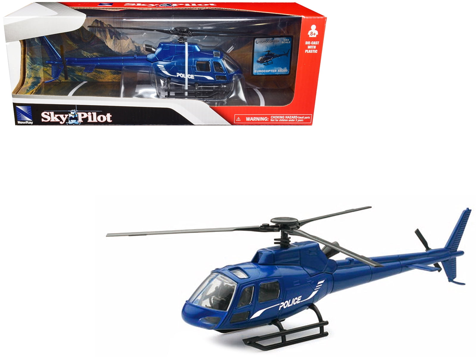 Eurocopter AS350 Helicopter Blue Metallic "Police" "Sky Pilot" Series 1 ...