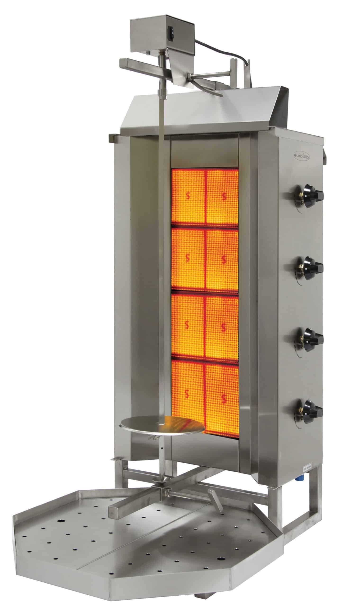 Eurodib - Vertical Gas Broiler with 4 Double Burners (Gyro / Shawarma ...
