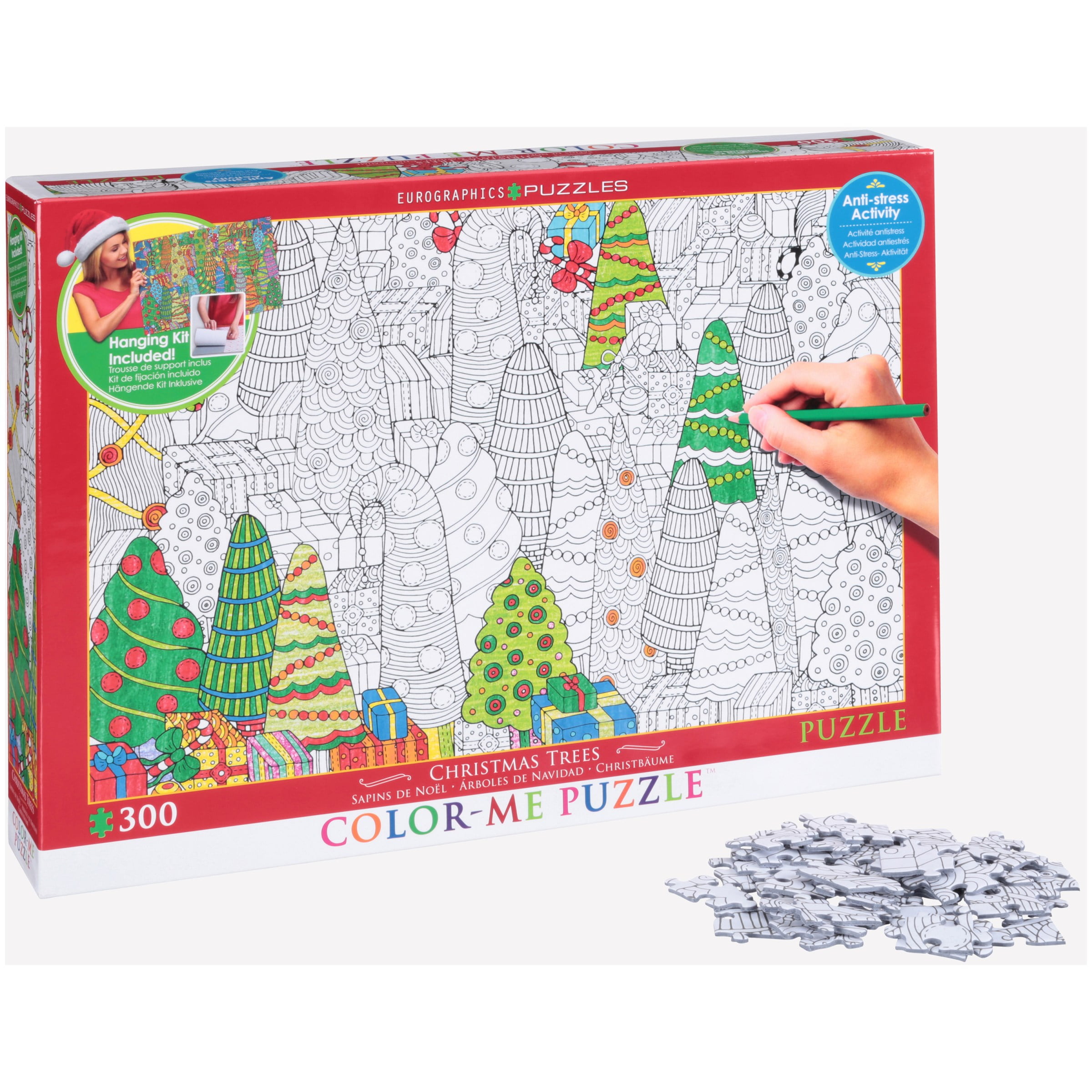 Eurographics Christmas Trees Color-Me Puzzle 300 Pc Box - Walmart.com