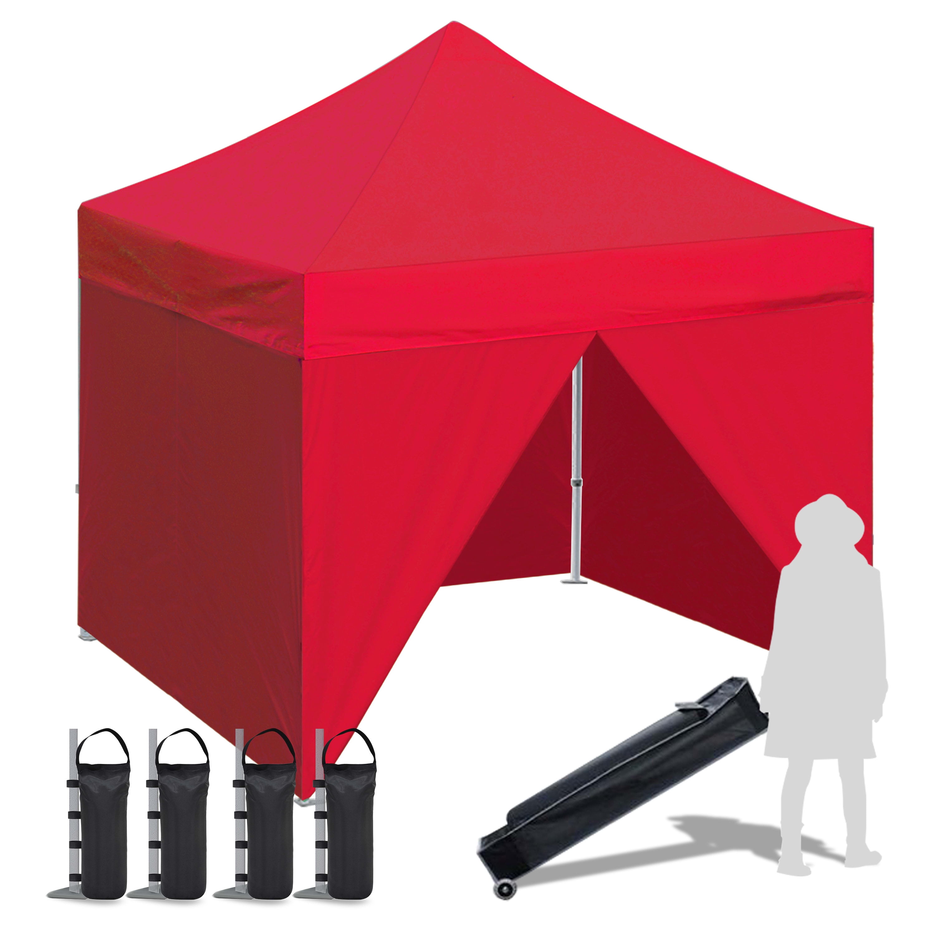 Euromax 10x10ft Easy Set Up, Waterproof Outdoor Camping Pop up Canopy Commercial Tent with 4 ...