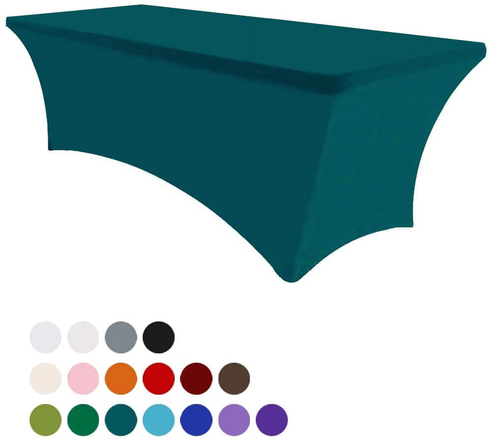 Eurmax 4Ft Rectangular Fitted Spandex Tablecloths Table Covers(Jade ...