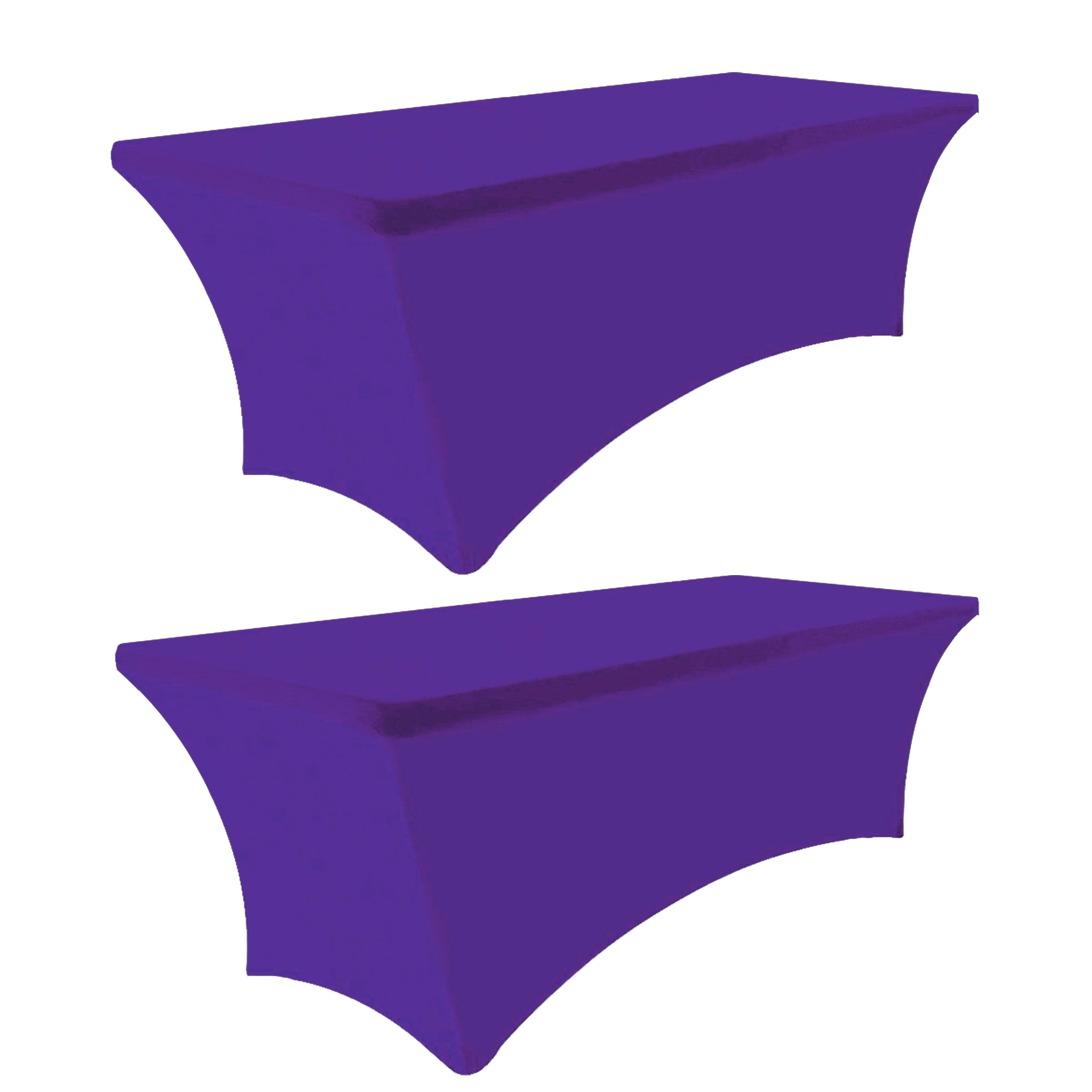 Eurmax Canopy 4Ft Rectangular Stretch Spandex Tablecloths, Purple, 2PC ...