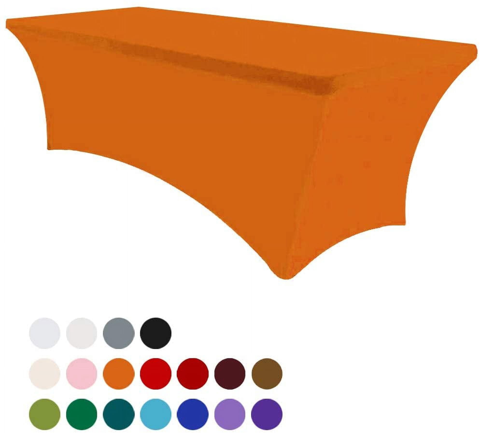 Eurmax 5Ft Rectangular Fitted Spandex Tablecloths Table Covers (Orange ...