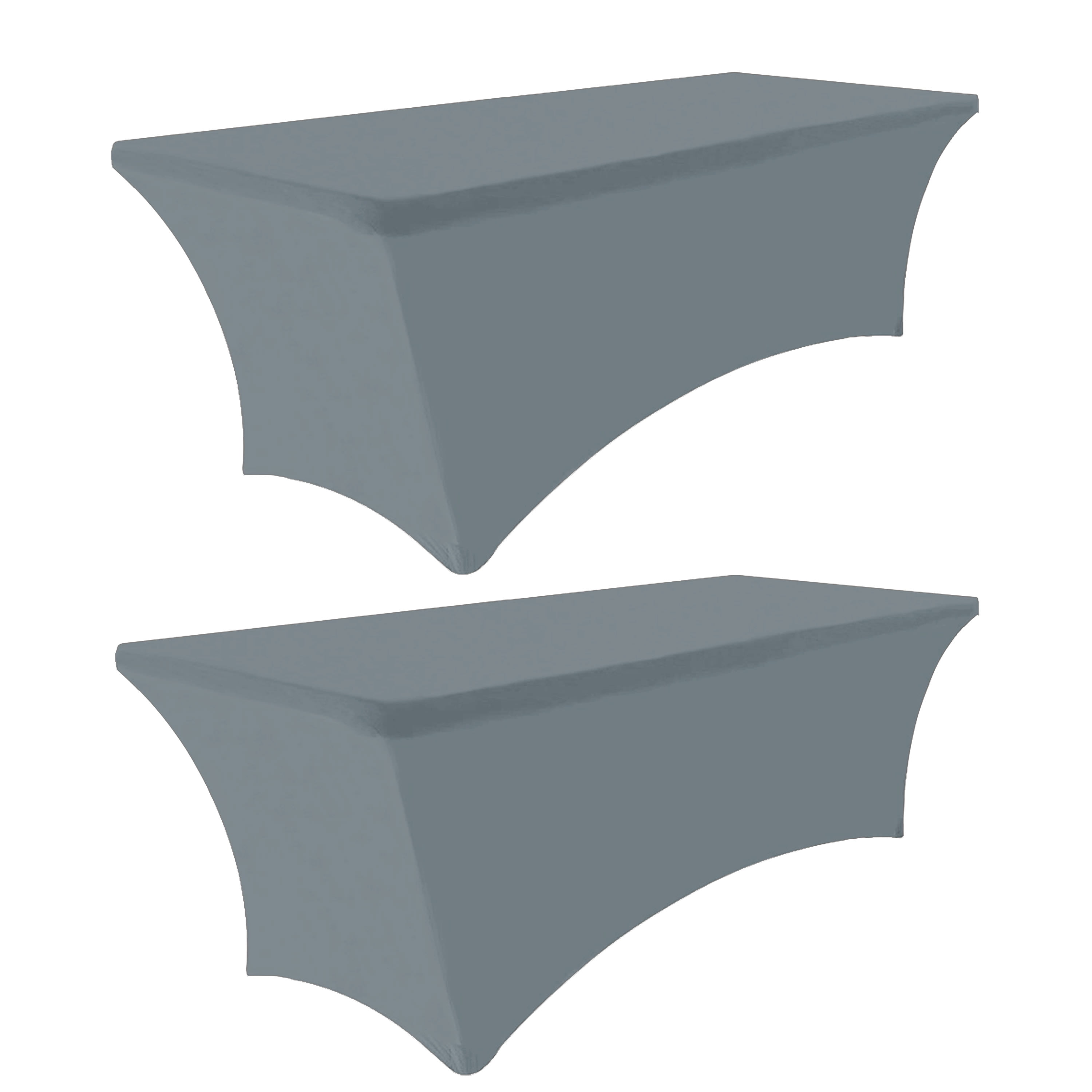 Eurmax 6Ft Rectangular Fitted Spandex Tablecloths Table Covers (Silver ...