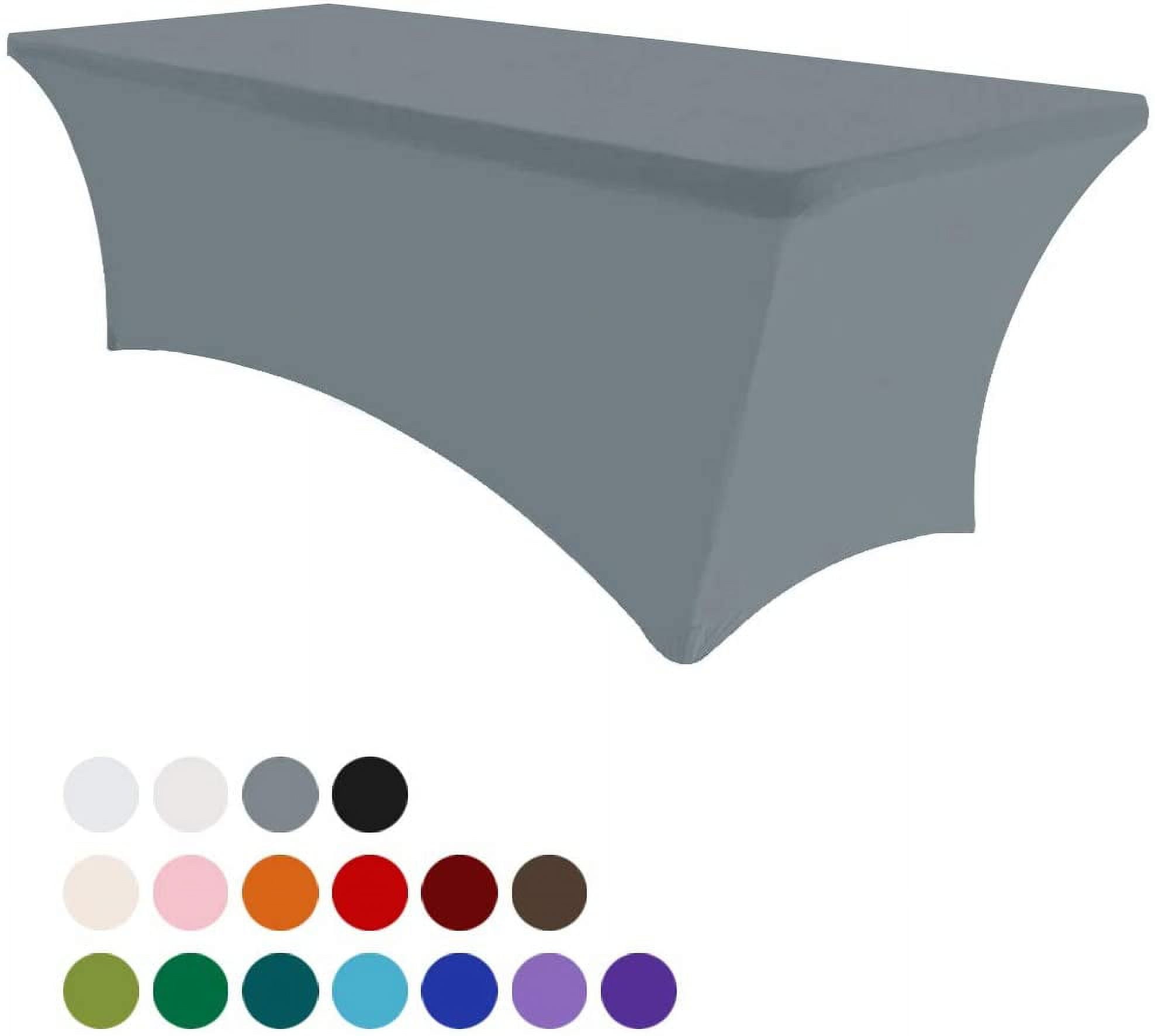 Eurmax 6Ft Rectangular Fitted Spandex Tablecloths Table Covers (Silver ...