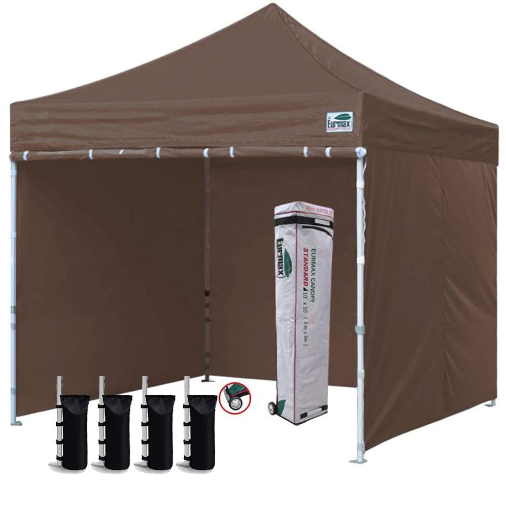 Eurmax Canopy 10' x 10' Cocoa Pop-up and Instant Outdoor Canopy with 4 ...