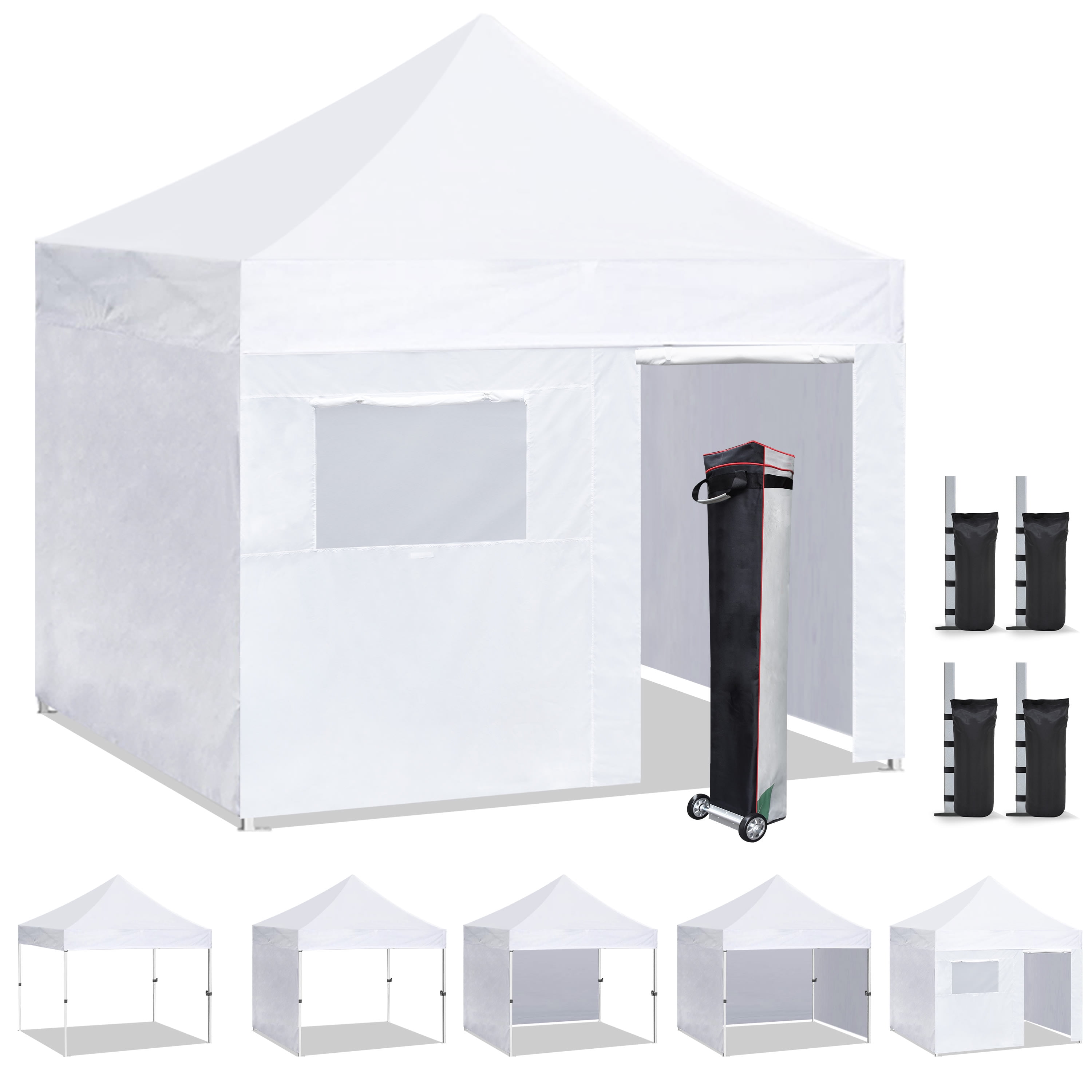 Euromax 10'x10' Outdoor EZ Pop-up Tent Canopy with Sidewalls, White ...