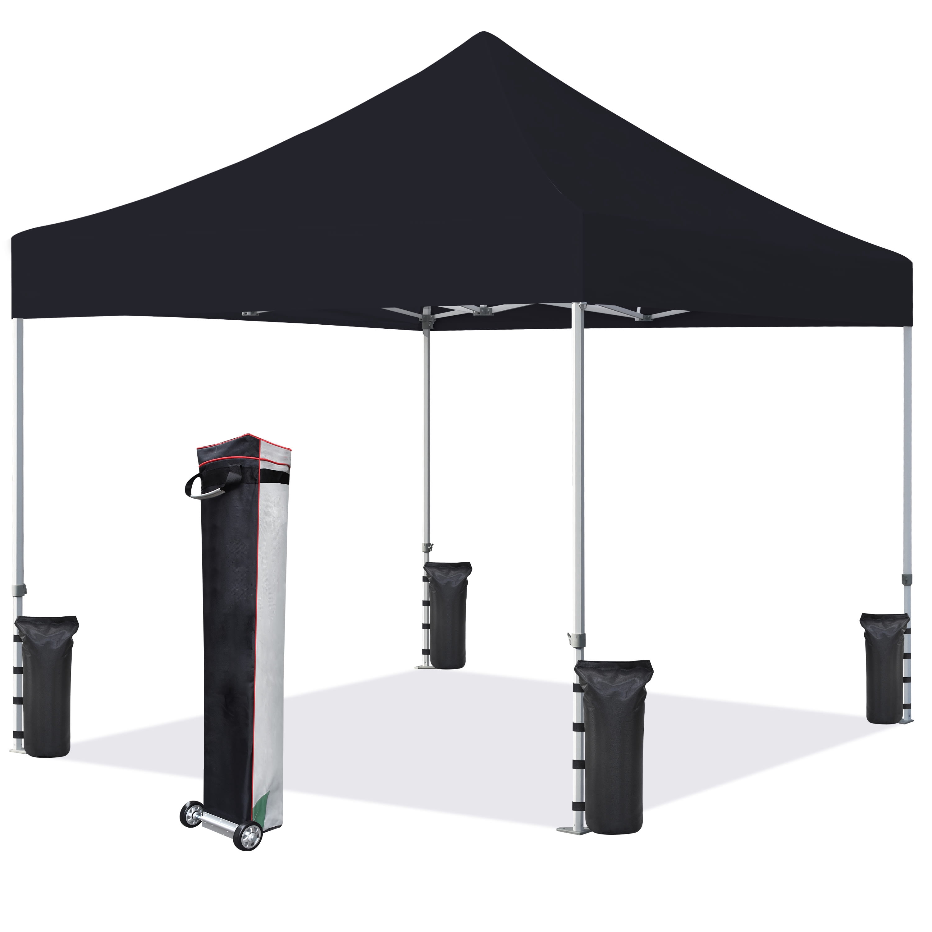Euromax Premium 10'x10' Ez Pop up Canopy Tent Bonus Wheeled Bag (Coal ...