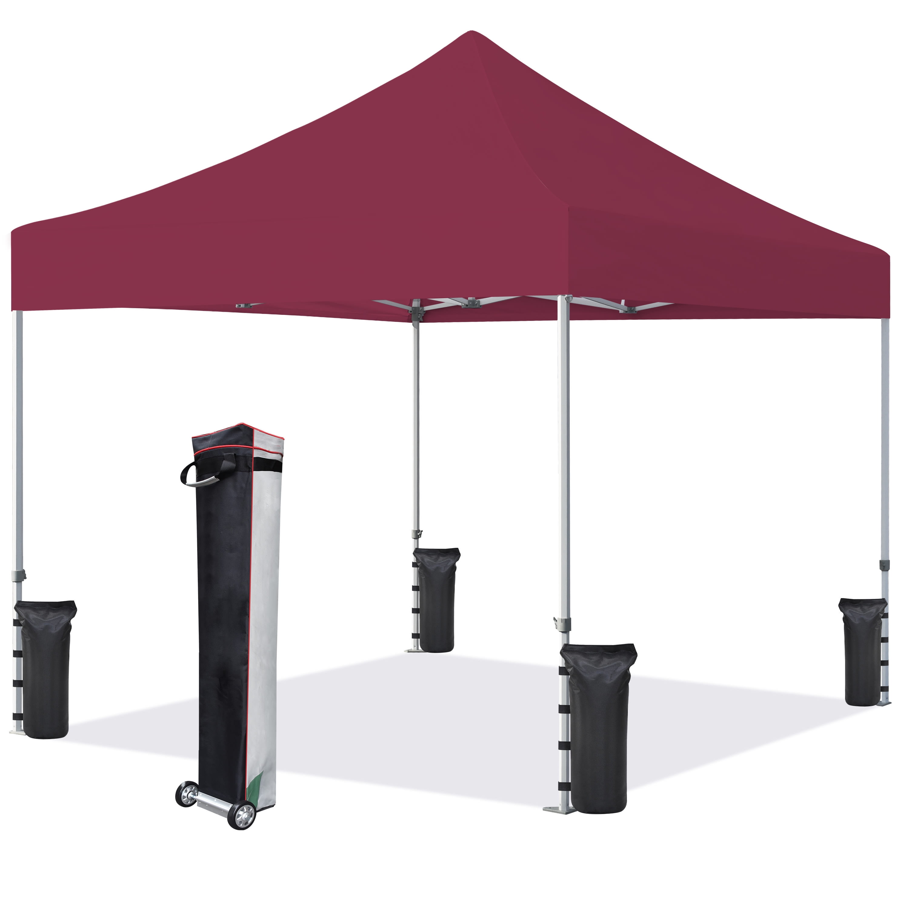 Euromax Premium 10'x10' Ez Pop up Canopy Tent Bonus Wheeled Bag (Maroon) - Walmart.com
