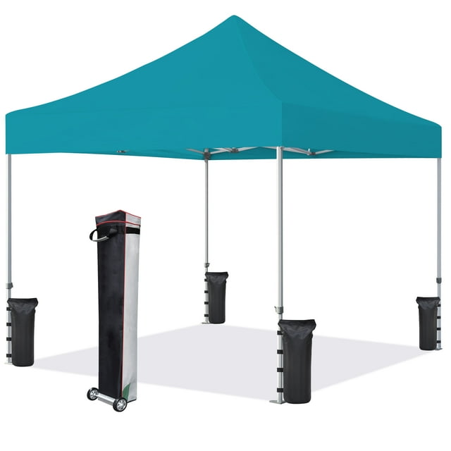 Euromax Premium 10'x10' Ez Pop up Canopy Tent Bonus Wheeled Bag (Teal ...