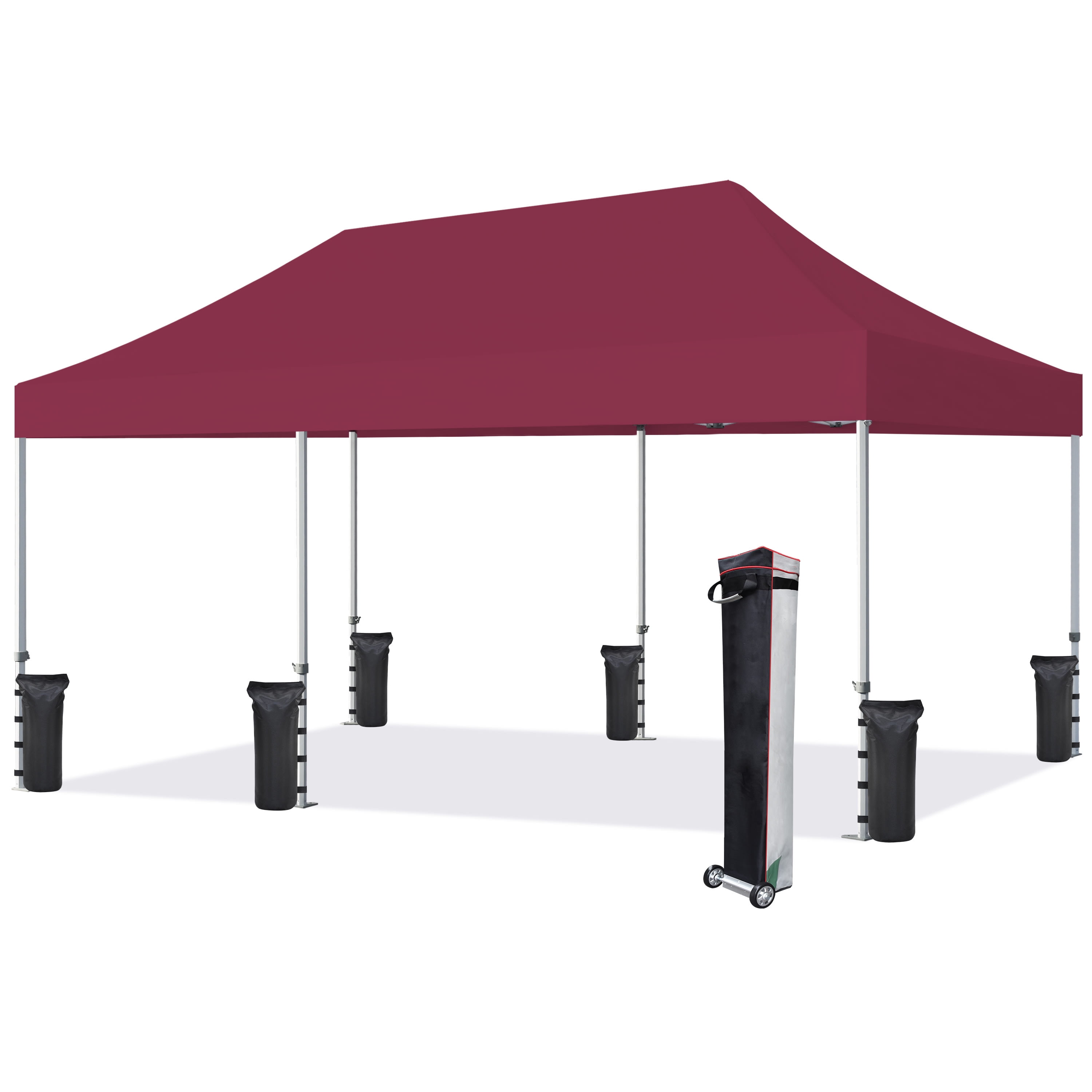 Euromax Premium 10'x20' Ez Pop up Canopy Tent Bonus Wheeled Bag (Maroon ...