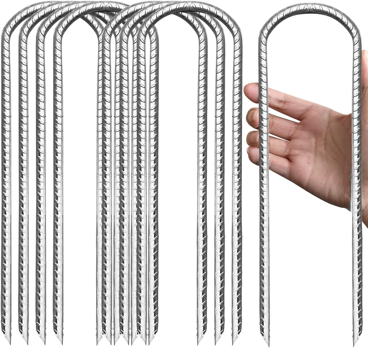 Euromax 12 Inch Heavy Duty Galvanized Steel Trampoline Stakes, 8pcs ...