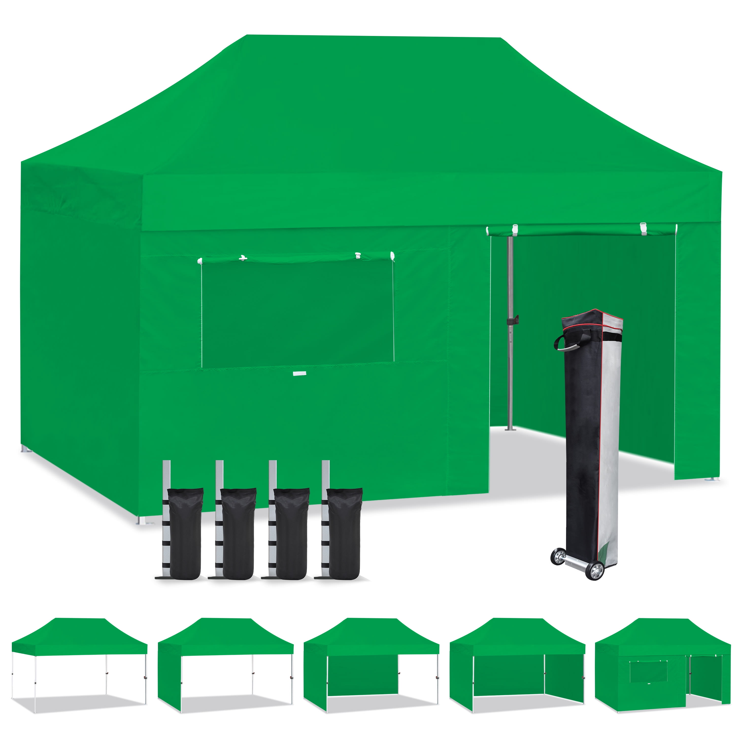 Eurmax USA 10'x15' Pop Up Canopy Tent with Heavy Duty Roller Bag,Bonus ...